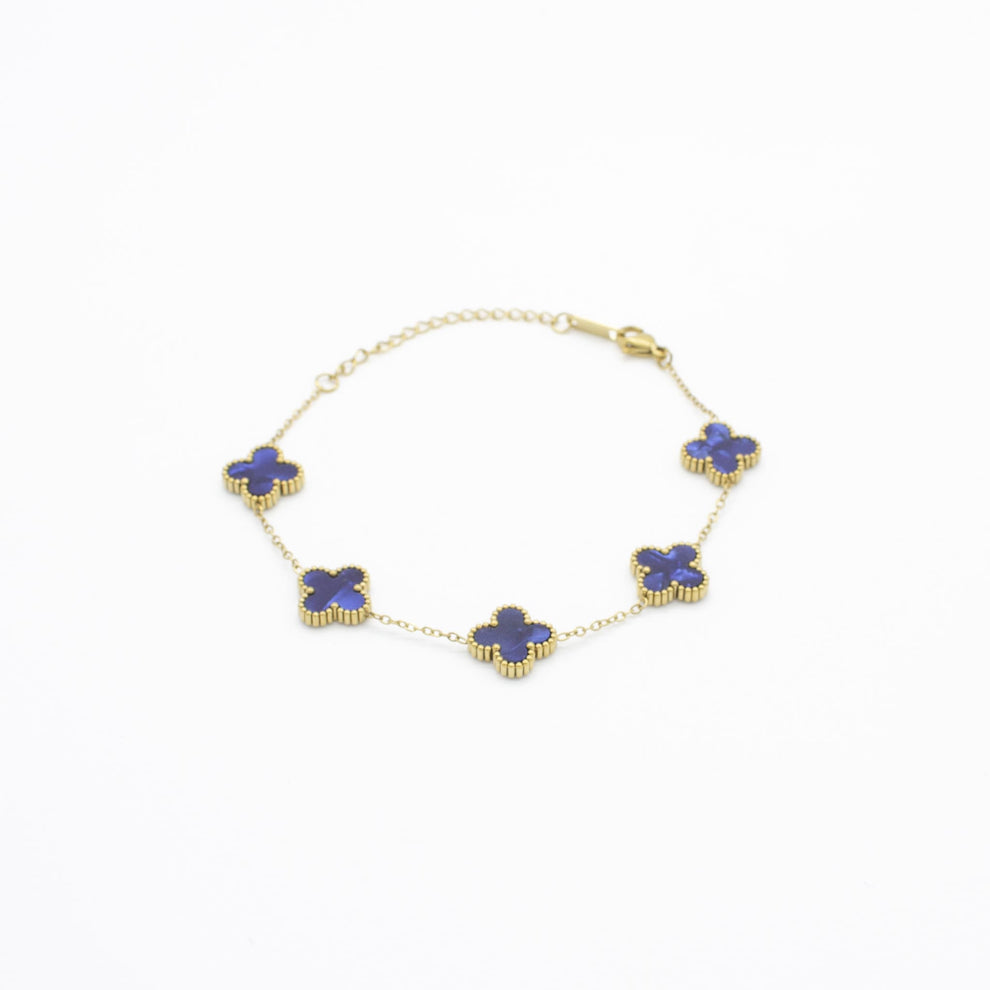 Pulsera Tipo Alhambra Van Cleef Azul - Acero Inoxidable – Pearlagom